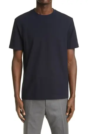 Thom Browne 4-bar Back Stripe Piqué T-shirt Navy