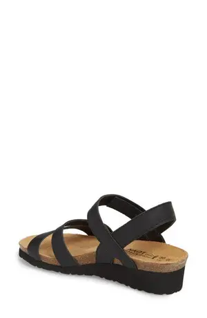 Naot Kayla Wedge Sandal - Black Matte Leather