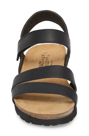 Naot Kayla Wedge Sandal - Black Matte Leather