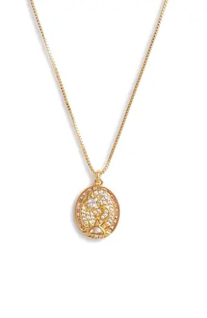 Nordstrom Cubic Zirconia Pendant Necklace Clear- Goldtar