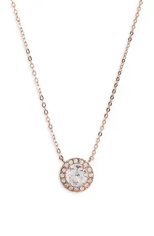 Nordstrom Cubic Zirconia Pendant Necklace Clear- Rose Gold