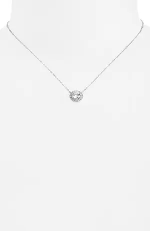 Nordstrom Cubic Zirconia Pendant Necklace - Clear- Silver
