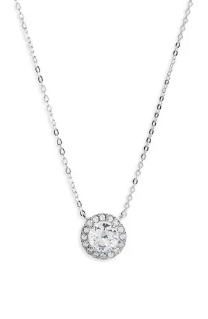 Nordstrom Cubic Zirconia Pendant Necklace - Clear- Silver