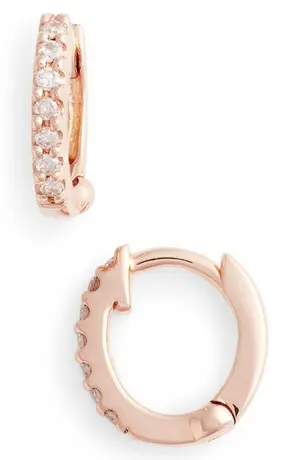 DANA REBECCA DESIGNS Mini Diamond Huggie Earrings - Rose Gold