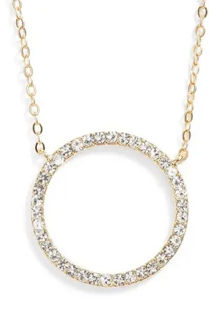 Nordstrom Pavé Open Circle Pendant Necklace - Clear- Gold