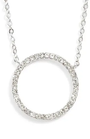 Nordstrom Pavé Open Circle Pendant Necklace - Clear- Silver