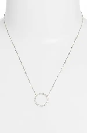 Nordstrom Pavé Open Circle Pendant Necklace - Clear- Silver