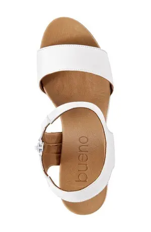 BUENO Ida Wedge Sandal - White Leather
