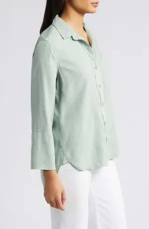 Bella Dahl Shirttail Button-up Shirt - Oasis Green
