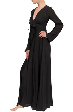EVERYDAY RITUAL Diane Cotton Duster Robe - Black