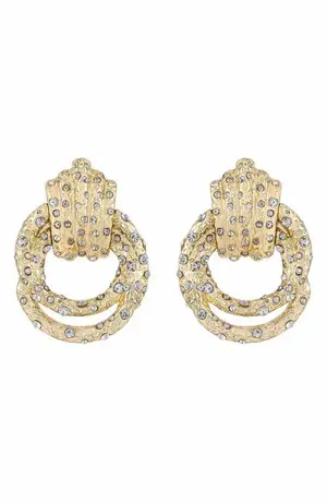 Ettika Crystal Knot Drop Earrings - Gold