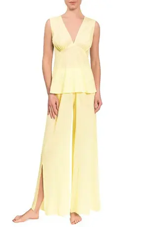 EVERYDAY RITUAL Deep V Wide Leg Pajamas - Limoncello