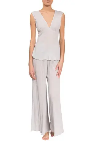 EVERYDAY RITUAL Deep V Wide Leg Pajamas - Mist