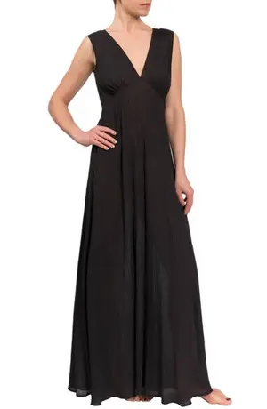 EVERYDAY RITUAL Amelia Long Nightgown - Black