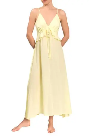 EVERYDAY RITUAL Ruffle Empire Waist Nightgown Limoncello