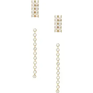 Ettika Set Of Crystal Drop Earrings - Gold