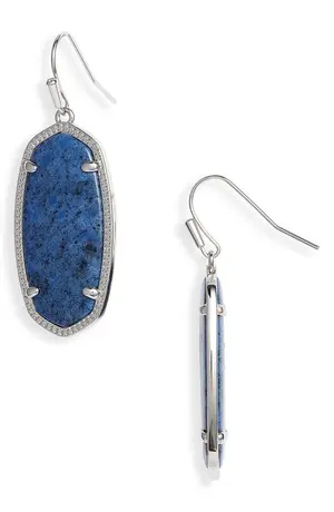 Kendra Scott Kendra Scott Elle Drop Earrings Rhodium Blue Dumoitierite