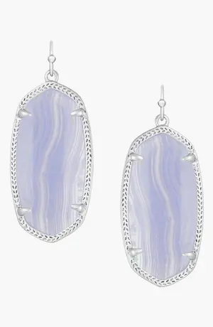Kendra Scott Kendra Scott Elle Drop Earrings Rhodium Blue Lace Agate