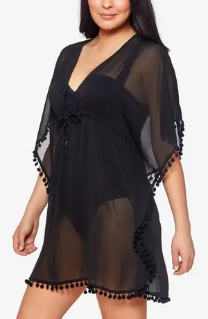 BLEU BY ROD BEATTIE Gypset Pompom Caftan - Black