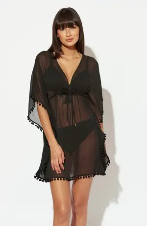 BLEU BY ROD BEATTIE Gypset Pompom Caftan - Black