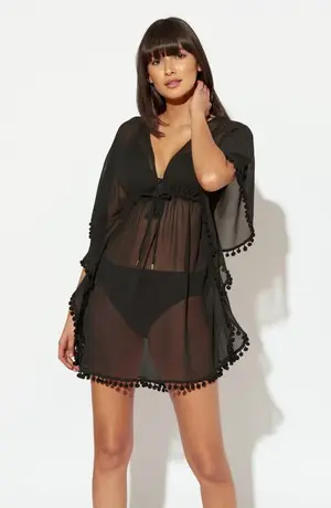 BLEU BY ROD BEATTIE Gypset Pompom Caftan - Black