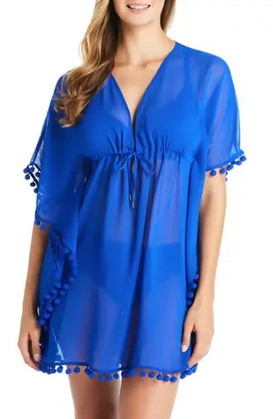 BLEU BY ROD BEATTIE Bleu By Rod Beattie Gypset Pompom Caftan Cobalt