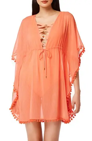 BLEU BY ROD BEATTIE Bleu By Rod Beattie Gypset Pompom Caftan Coral Chic