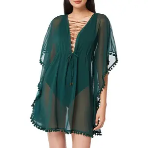 BLEU BY ROD BEATTIE Bleu By Rod Beattie Gypset Pompom Caftan Palm