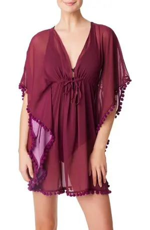 BLEU BY ROD BEATTIE Bleu By Rod Beattie Gypset Pompom Caftan Pomegranate