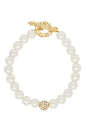 Ettika Pearl And Cubic Zirconia Bracelet - Gold