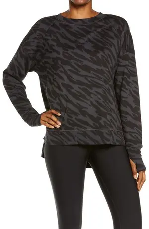 Sweaty Betty After Class Sweatshirt Black Animal Wave Print