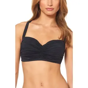BLEU BY ROD BEATTIE Bleu Kore Shirred Bandeau Bikini Top - Black