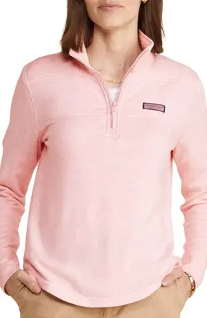 Vineyard Vines Dreamcloth Relaxed Half Zip Sweatshirt - Flamingo Heather