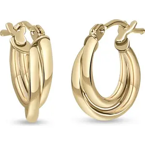 Bony Levy 14k Gold Overlap Hoop Earrings - Yellow