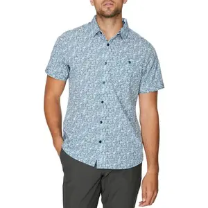 7 Diamonds Fascination Street Short Sleeve Stretch Button-up Shirt - Mint