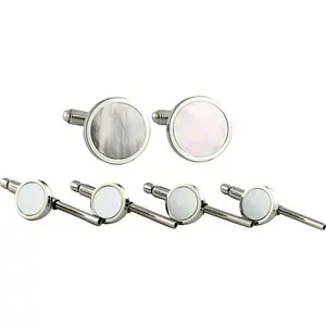 David Donahue Cuff Link & Stud Set - Silver M.o.p Stud Set