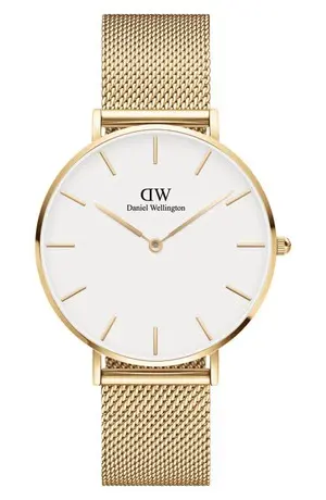 DANIEL WELLINGTON Grand Petite Evergold Mesh Strap Watch Gold/eggshell