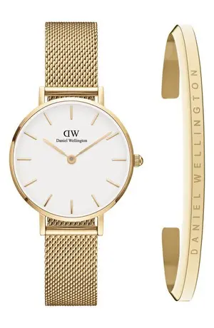 DANIEL WELLINGTON Daniel Wellington Petite Evergold Mesh Strap Watch Gold