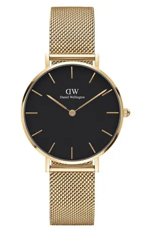 DANIEL WELLINGTON Petite Evergold Mesh Strap Watch - Gold/black