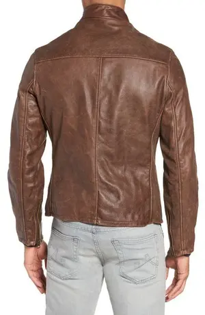 SCHOTT Café Racer Hand Vintaged Cowhide Leather Jacket - Brown