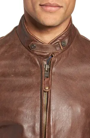 SCHOTT Café Racer Hand Vintaged Cowhide Leather Jacket - Brown