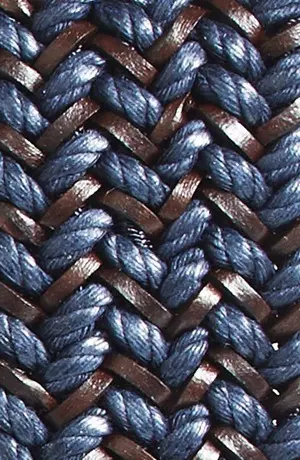 Torino Braided Woven Leather Belt - Navy/brown