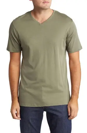 Robert Barakett Georgia Regular Fit V-neck T-shirt Dusty Oliv