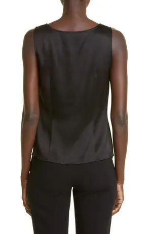 St. John Collection Liquid Satin Round Neck Shell - Cavr Caviar