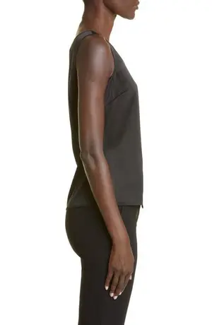 St. John Collection Liquid Satin Round Neck Shell - Cavr Caviar