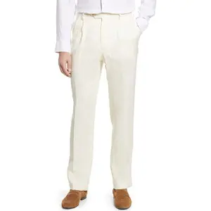 Berle Pleat Front Linen Pants - Cream