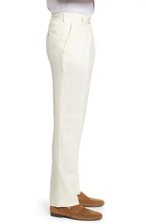 Berle Pleat Front Linen Pants - Cream