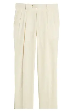 Berle Pleat Front Linen Pants - Cream
