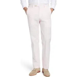 Berle Berle Flat Front Stripe Cotton Seersucker Pants Pink