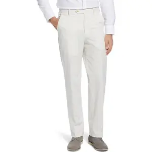 Berle Flat Front Stripe Cotton Seersucker Pants - Tan